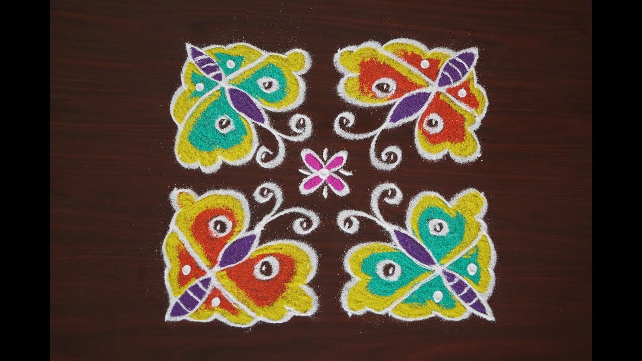 Simple butterfly kolam || Butterfly kolam designs with dots ...