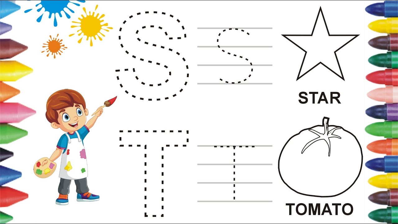 Coloring English Upper and Lowercase ST with picture | ABC for kids ...