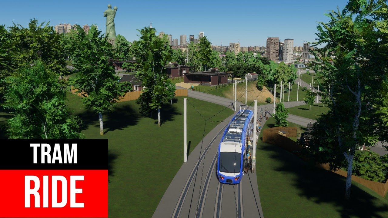 Third Person Suburban Tram Ride. Cities Skylines 2. Neapoli City - YouTube
