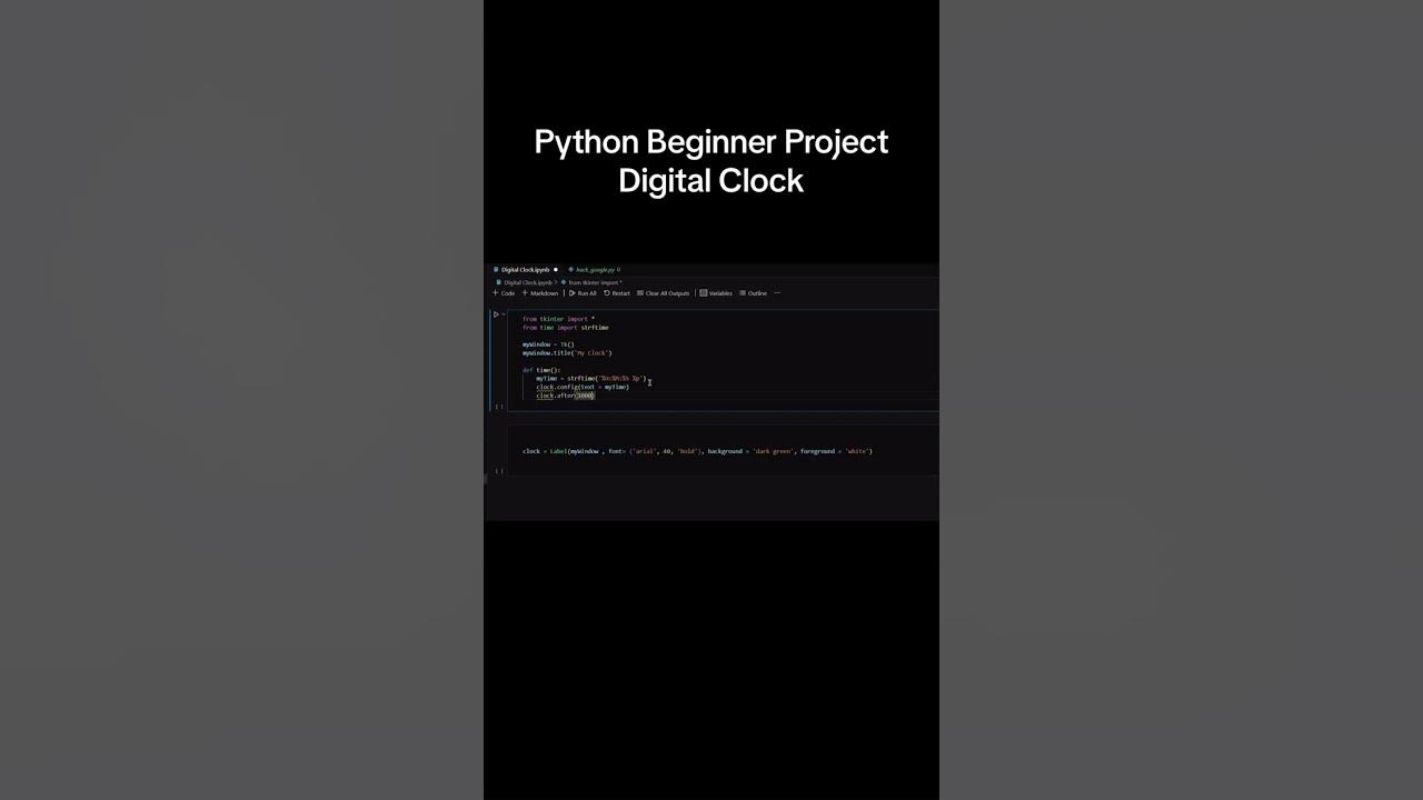 Python Project For Beginners Build Your Own Digital Clock Dataanalytics Datatechnology Youtube