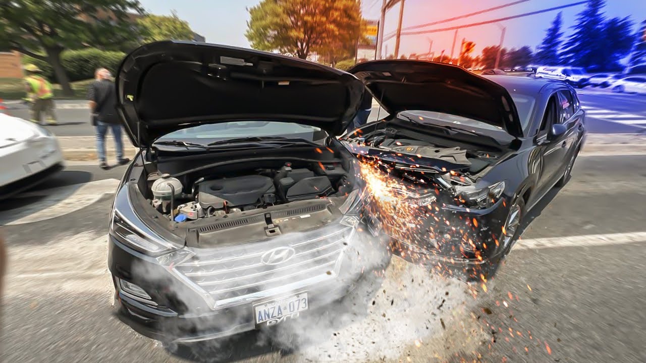 WOMAN CRASHES A TESLA WHEN TRYING TO AVOID THE POLICE - YouTube