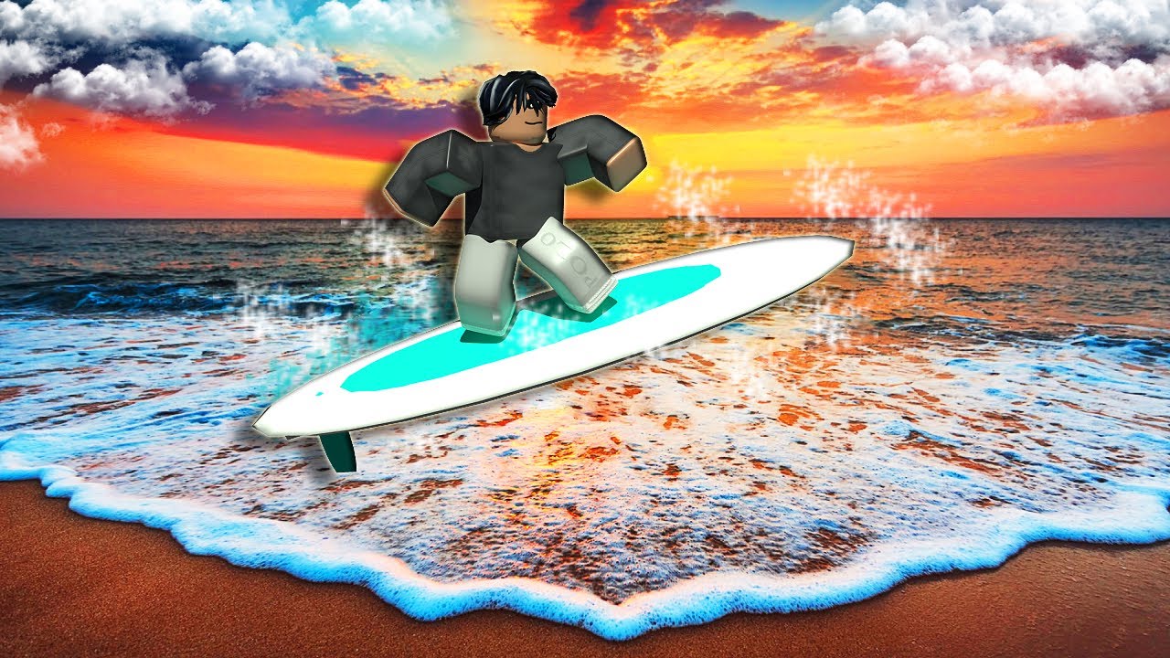 Surfing across the waters of Roblox build a boat - YouTube