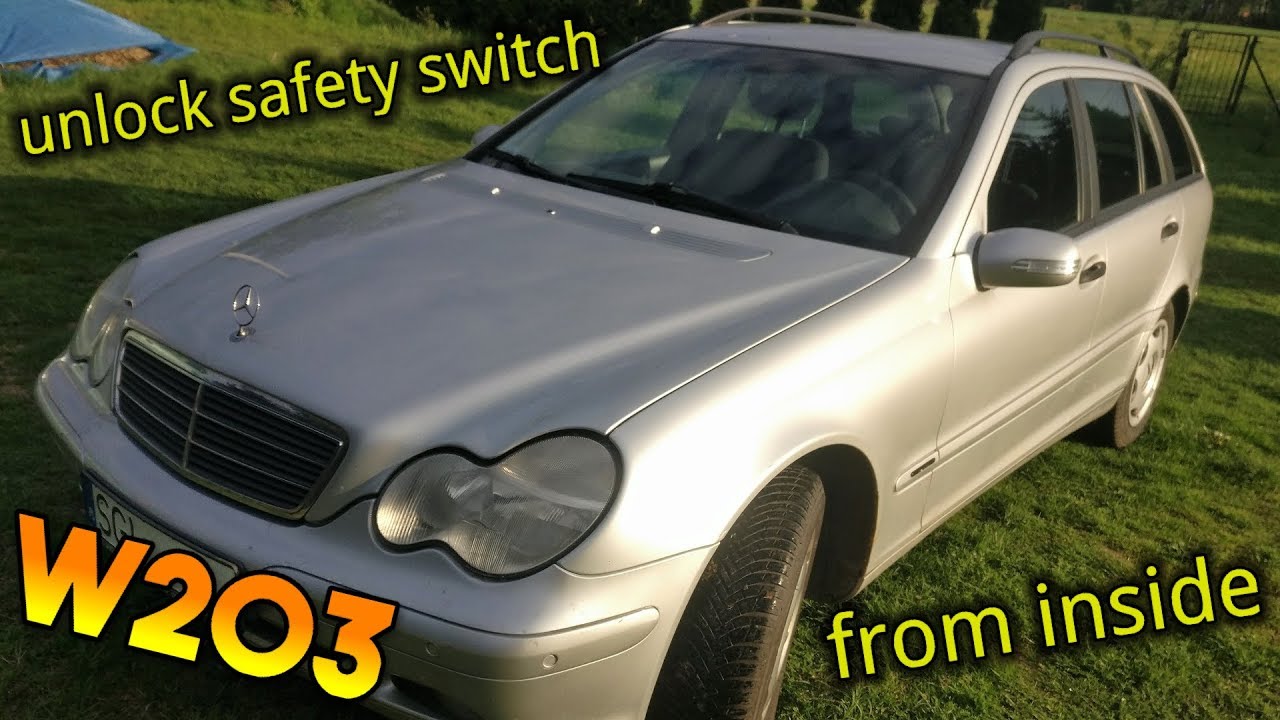 Mercedes c-class w203 - disable child safety on locked doors - YouTube