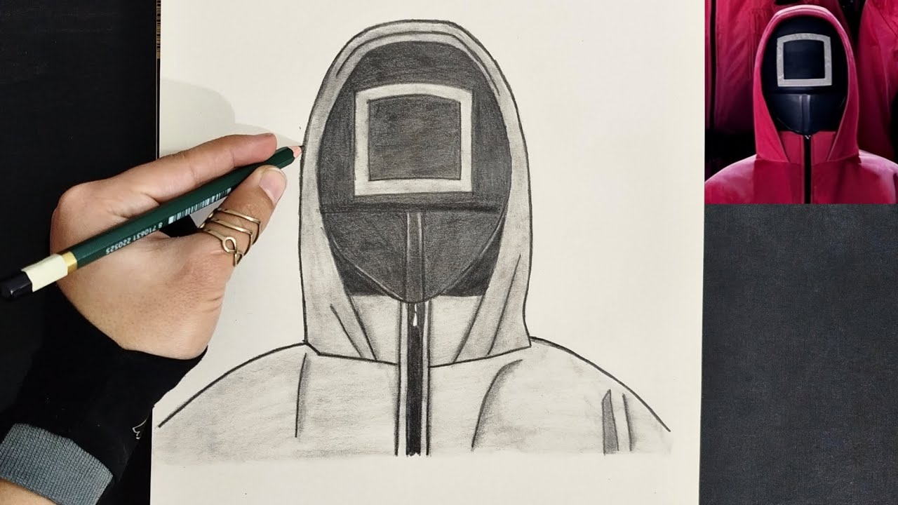 How to draw Squid Game Guards step by step / Squid game tutorial ...