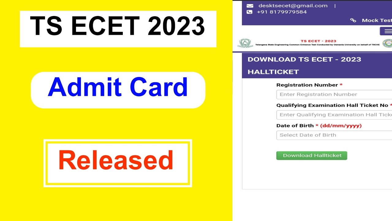 TS ECET 2023 Admit Card Released | TS ECET 2023 Admit Card Declared ...