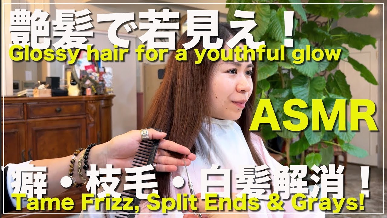【ASMR】 Taming Frizzy and Gray Hair: The Ultimate Cut and Color Makeover ...