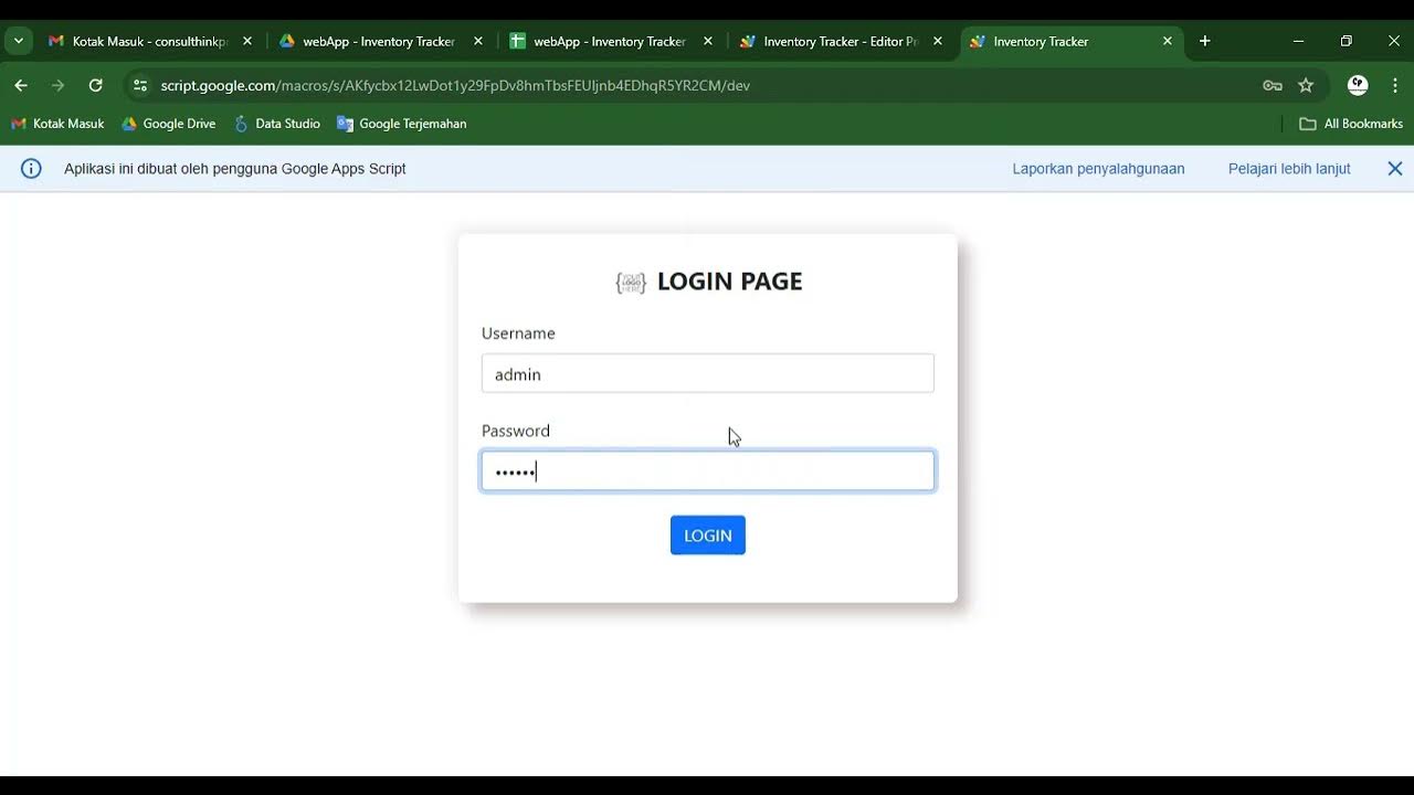 Google Apps Script - WebApp Inventory Tracker Dev 3: With Login Feature - Demo 2 (Member) - YouTube