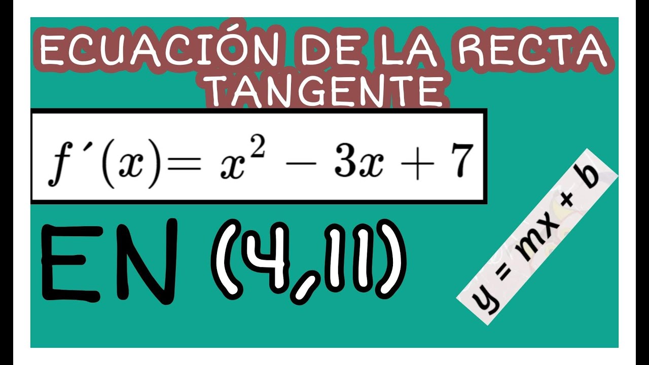 ECUACION DE LA RECTA TANGENTE A UNA FUNCION. Como calcularla paso a ...