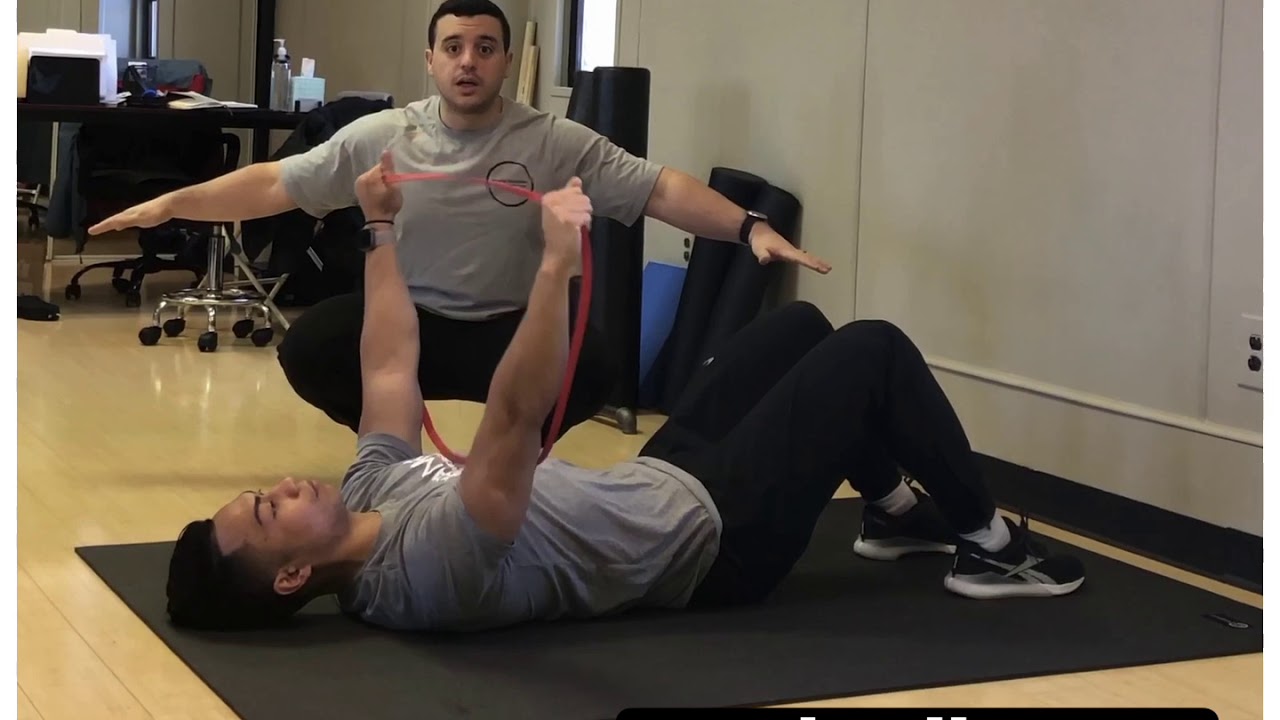 Supine Band Pull Apart - YouTube