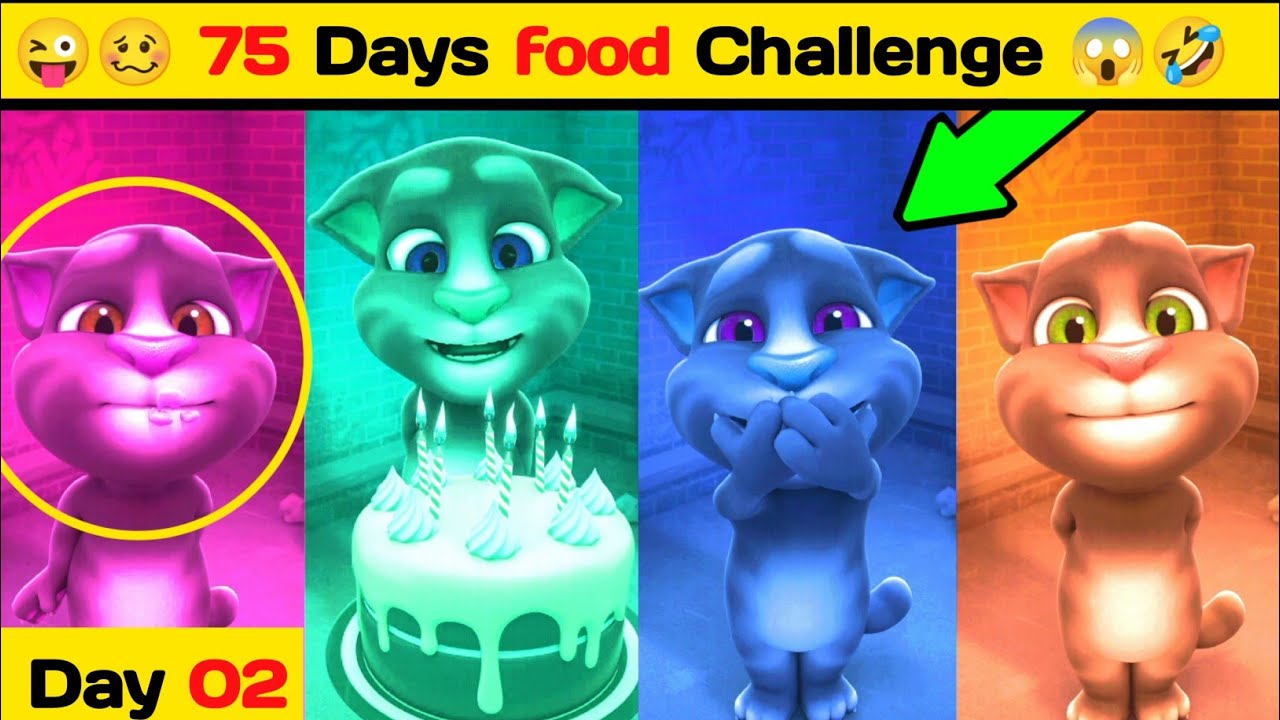 75 Days Food Challenge | TALKING TOM CAT FUNNY MOVEMENT |😋🥰🤪😱 #2 - YouTube