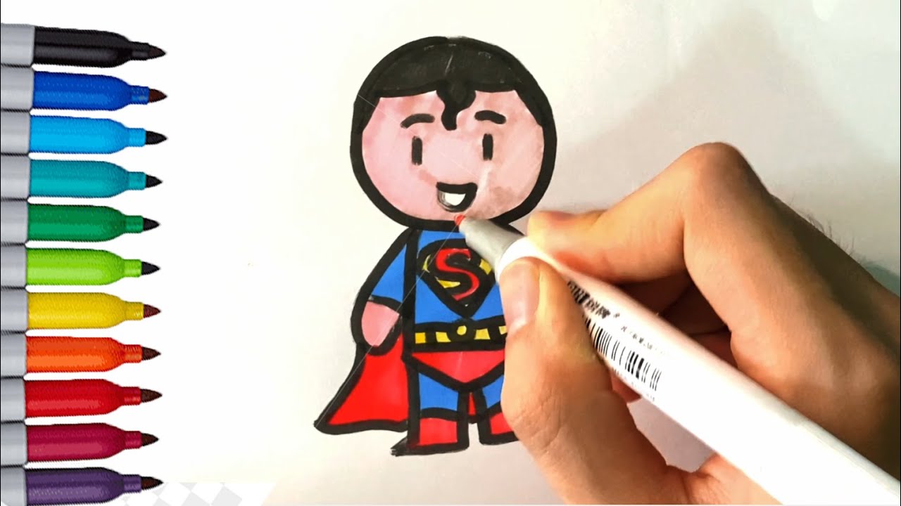 How To Draw Cartoon Superman from DC Comics | Kids Drawing | Draw ...