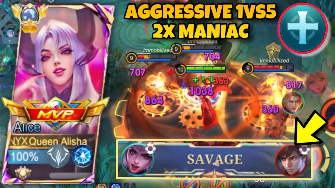 SAVAGE!!🔥ALICE BEST 1 VS 5 SUSTAIN BUILD FOR AGGRESSIVE TOWER DIVE ...