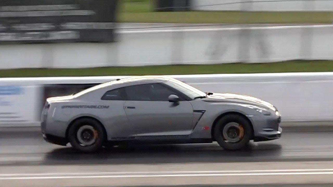 Nissan GT-R AMS Alpha 12 on Pump Gas 1/4 Mile Drag Racing - YouTube