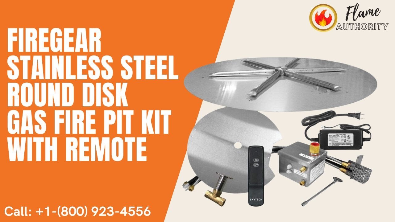 Firegear Stainless Steel Round Disk Gas Fire Pit Kit With Remote - YouTube