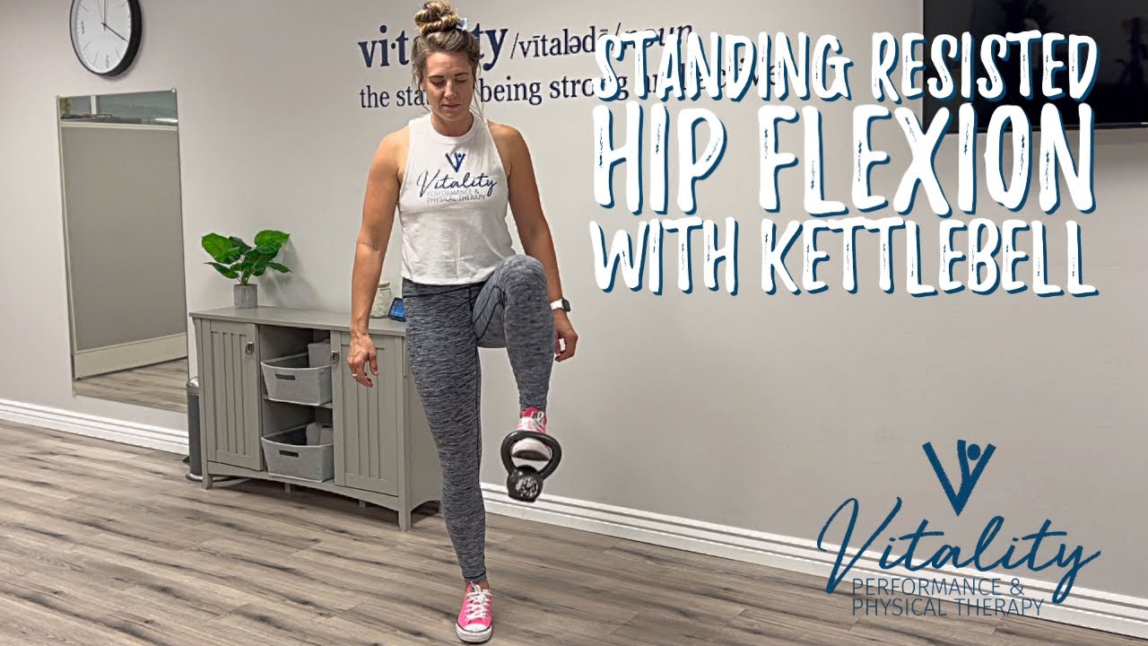 Standing Resisted Hip Flexion with Kettlebell - YouTube
