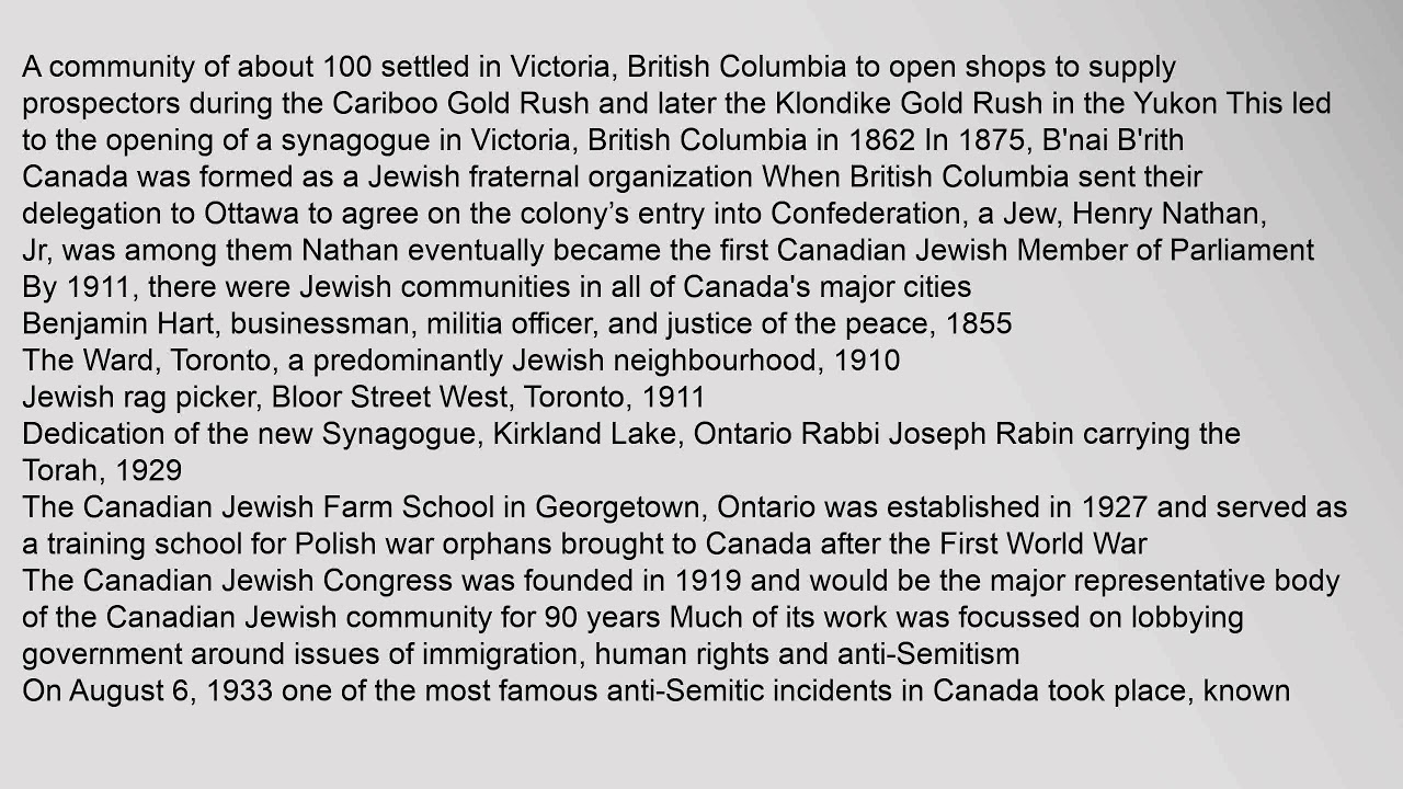 History of the Jews in Canada - YouTube