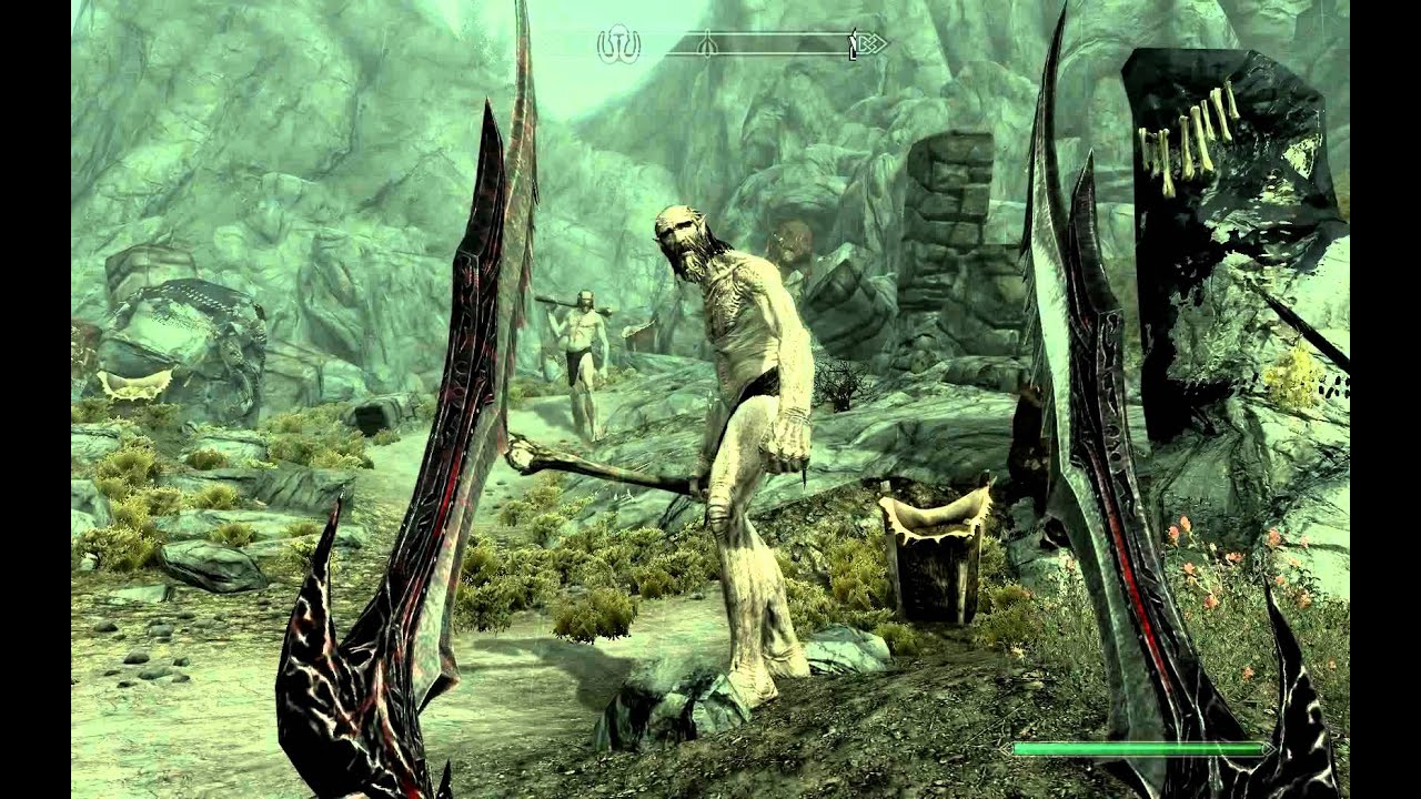 Dual wielding Daedric swords vs Giants - Skyrim PC Gameplay - YouTube