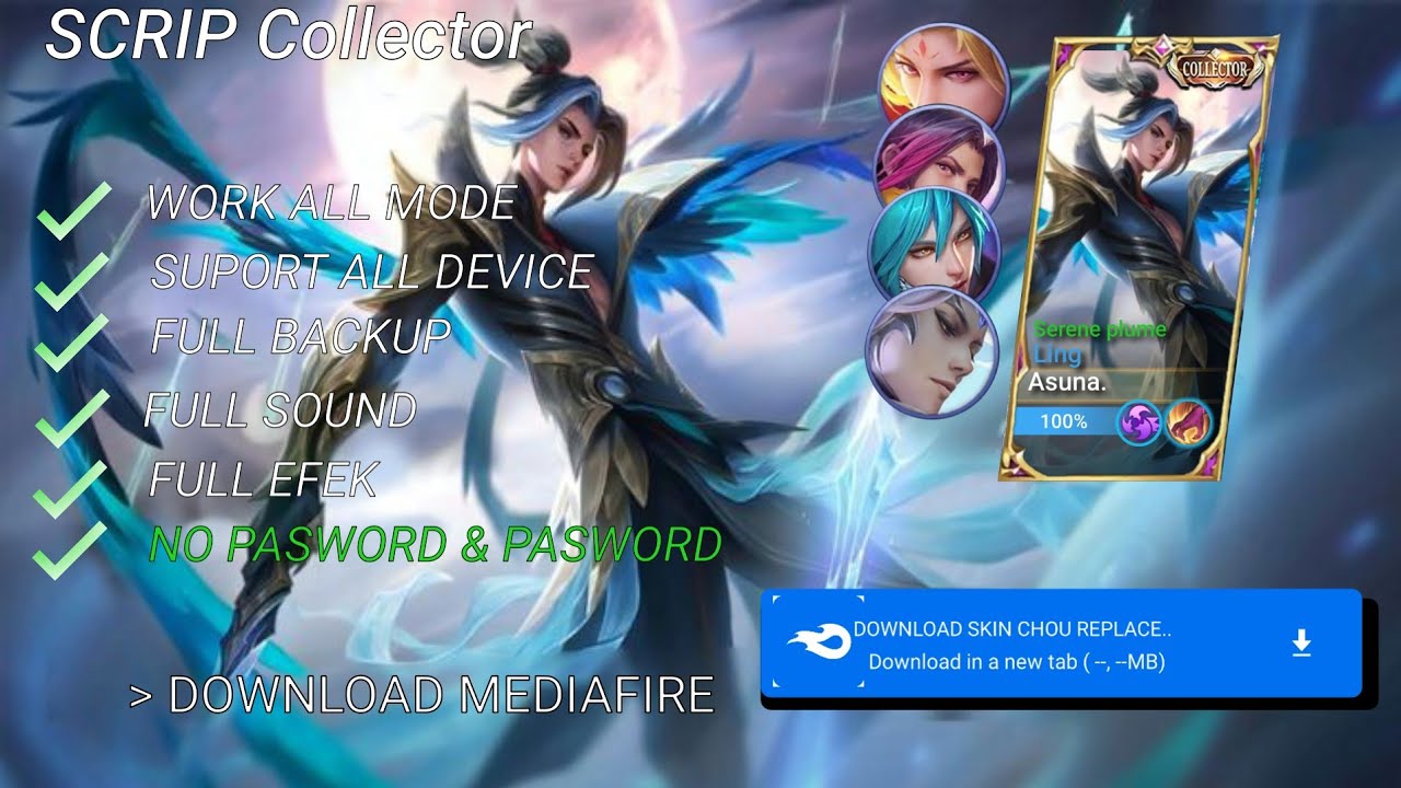 New | Script Skin Ling Collector Serene Plume No Password | Full Effect ...