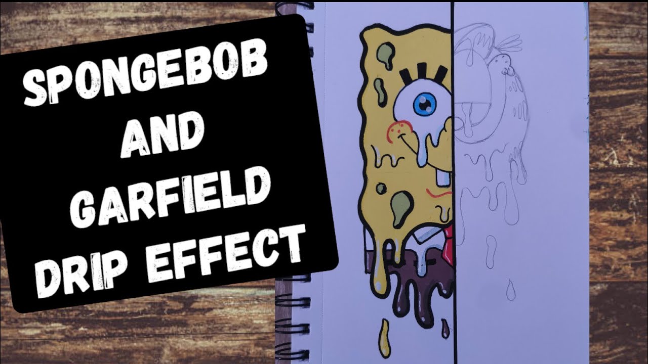 Drawing SpongeBob & Garfield In a Drippy Style - YouTube