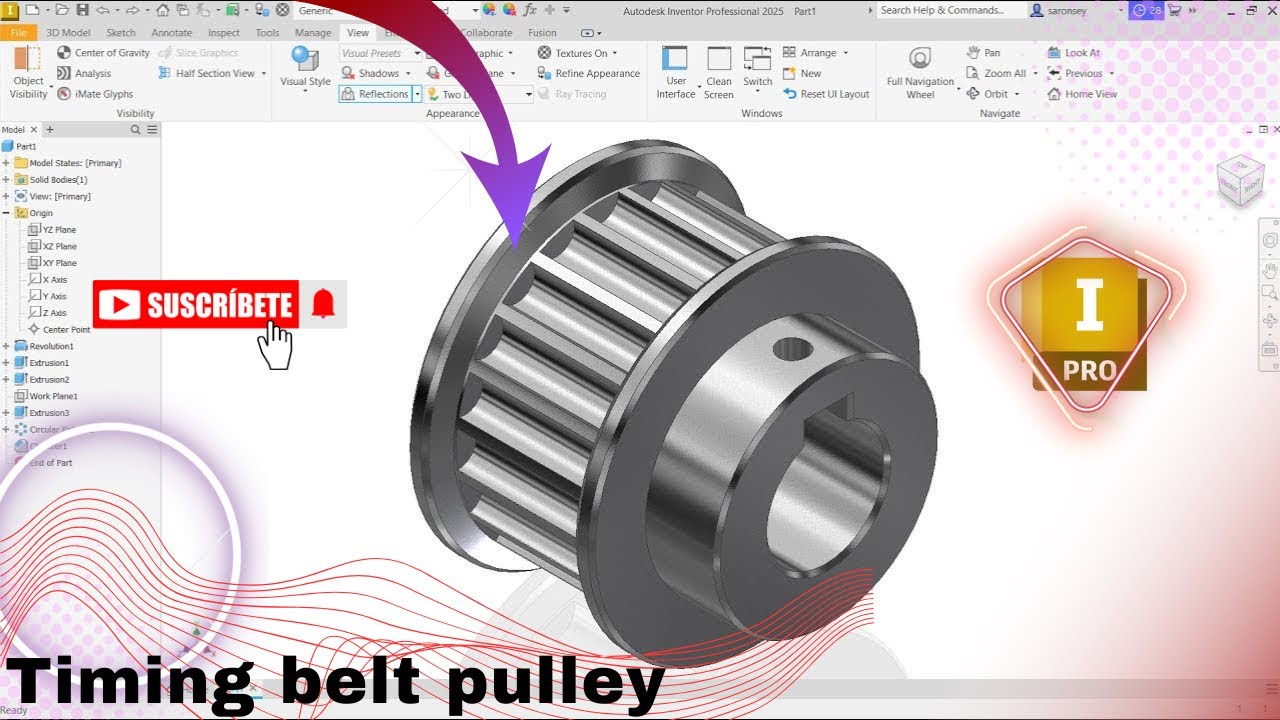 How to Model a Timing Belt Pulley in Autodesk Inventor | Step-by-Step ...