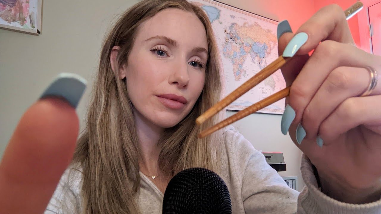 ASMR checking out your face with different objects (whisper & soft spoken) - YouTube