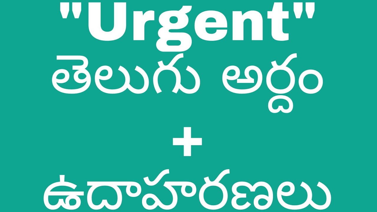 Urgent Meaning In Telugu With Examples Urgent Urgent Meaning In Telugu With Examples Urgent
