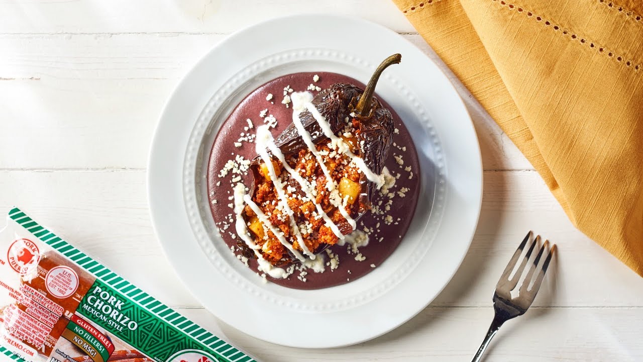 Stuffed Ancho Peppers with Black Bean Sauce - YouTube