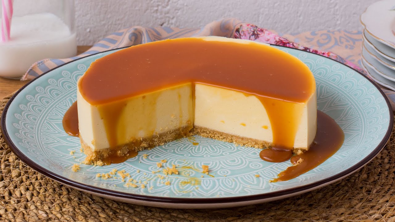 Cheesecake de caramelo salado sin horno - YouTube