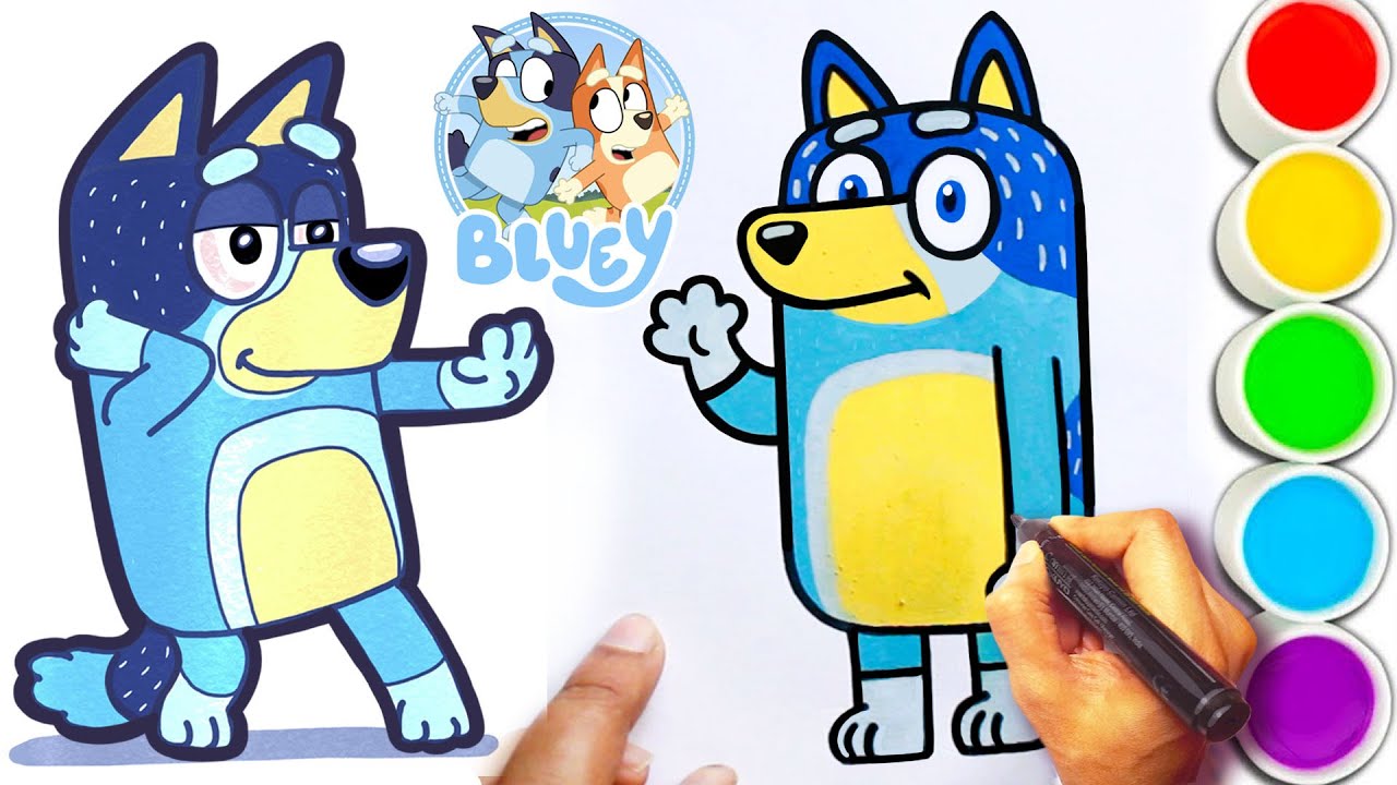 how to draw bluey dad for kids #bluey - YouTube