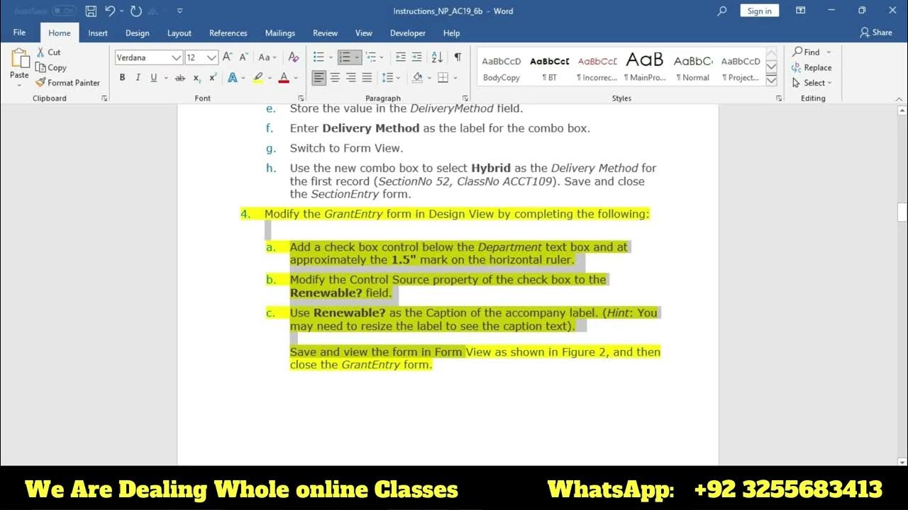 Access Module 6 SAM Project B Ridgedale College |Access Module 6 SAM Project 1b ...
