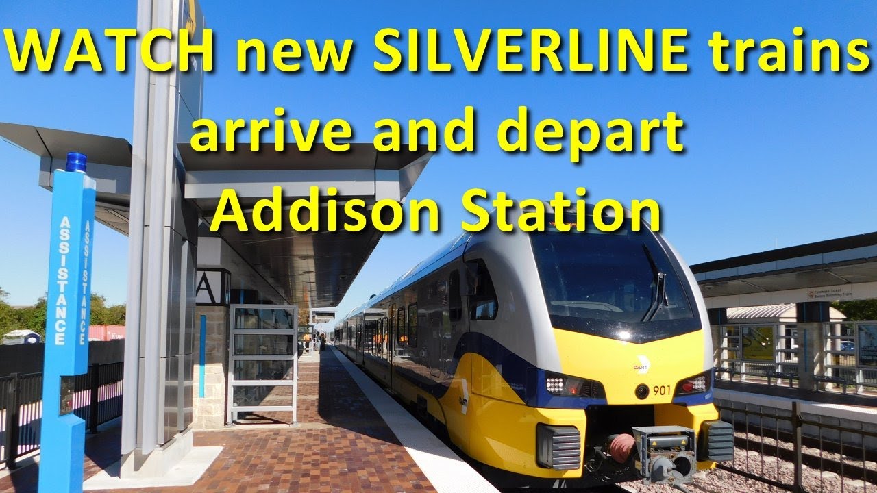 Watch Silver Line DART trains arrive and depart Addison Station. - YouTube