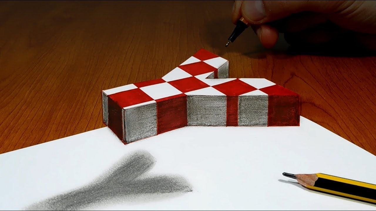 3d Trick Art On Paper Floating Chess Letter Y Youtube