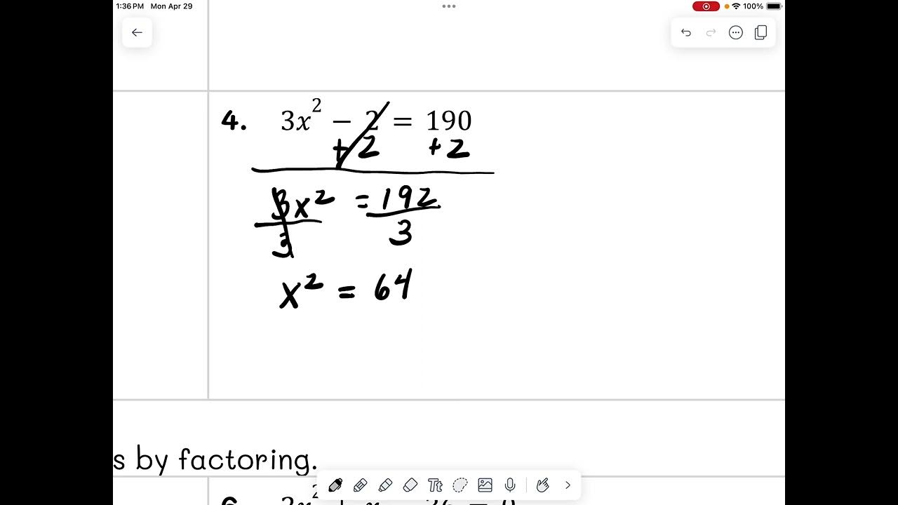 Solving a Quadratic Equation using the Square Root Method - YouTube