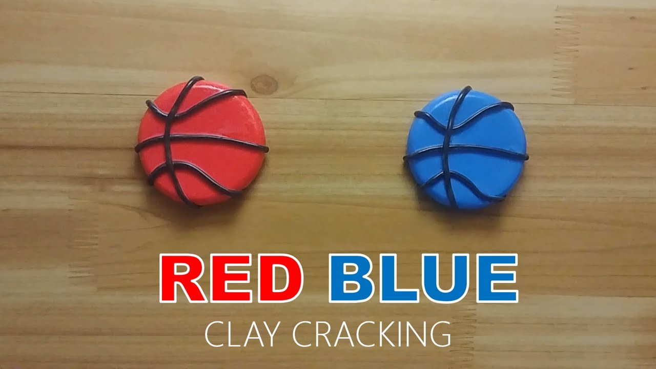 RED BLUE basketball clay cracking 레드 블루 농구공 점토 부수기 - YouTube