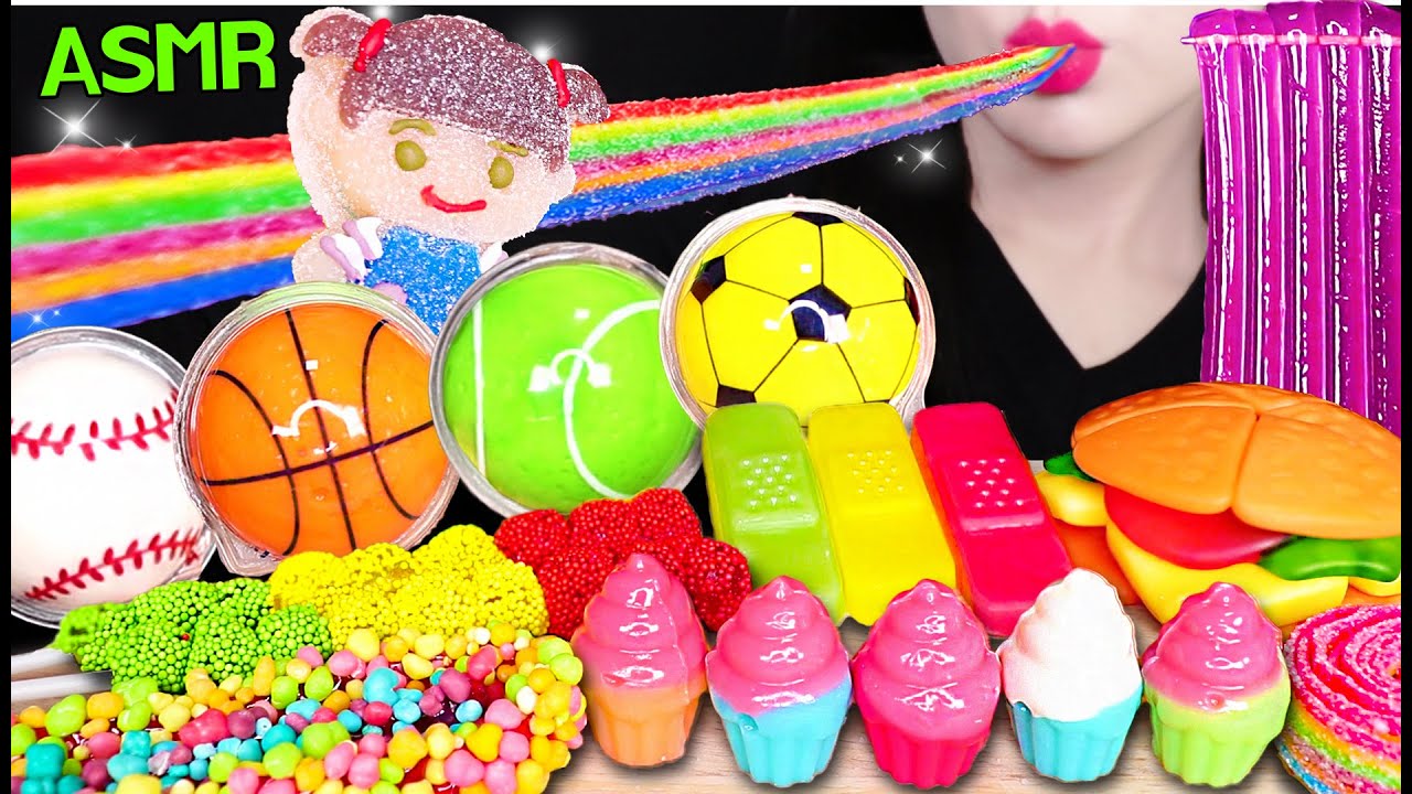 ASMR JELLY GUMMY *BASKETBALL, BASEBALL, TENNIS BALL GUMMY 농구공 젤리, 야구공 ...