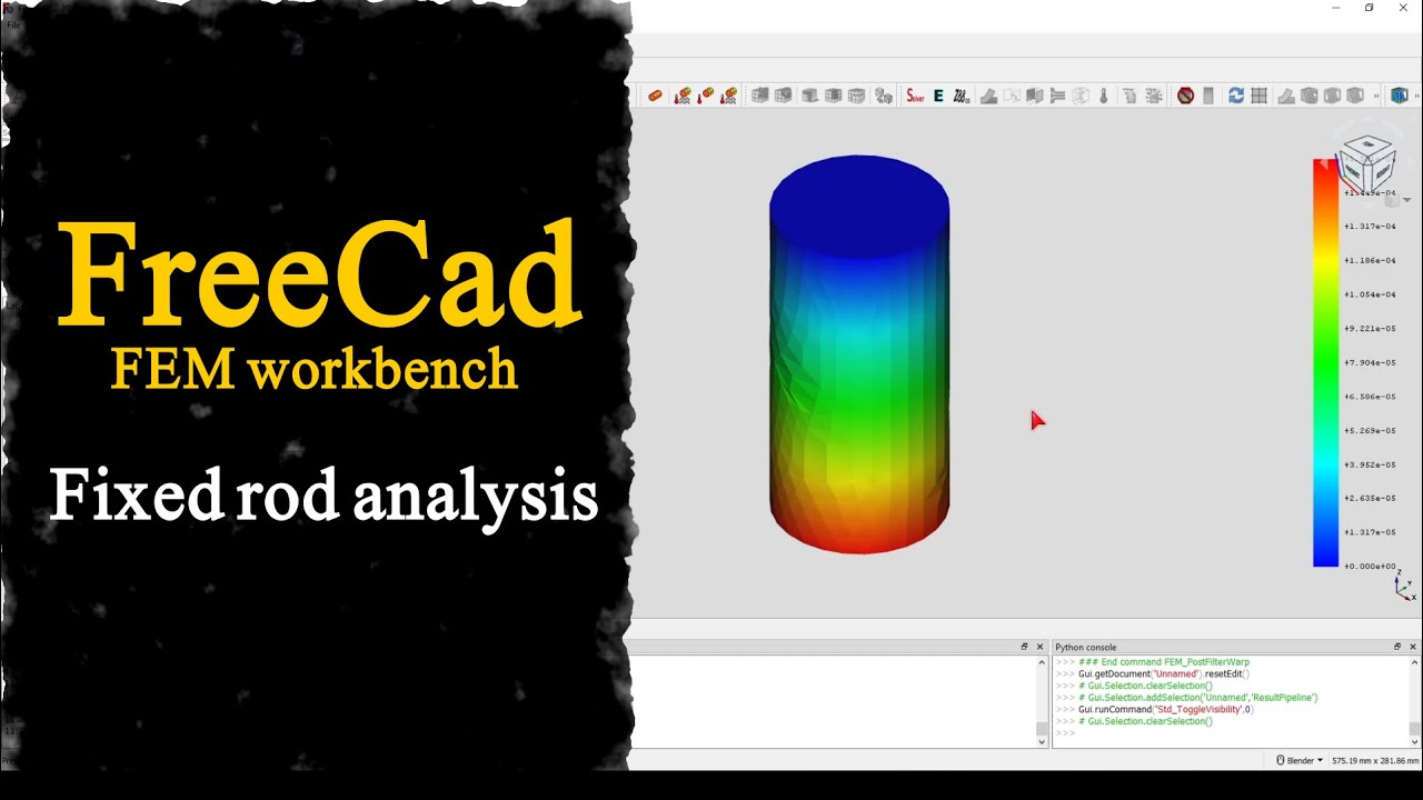 Fixed rod analysis - FreeCad FEM - YouTube