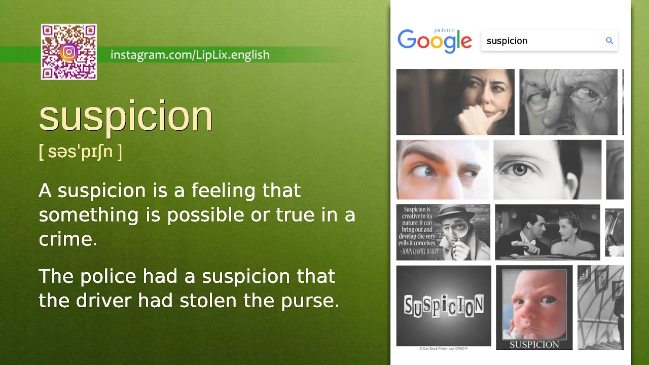 Suspicion : B2 level english vocabulary lesson, www.LipLix.com - YouTube