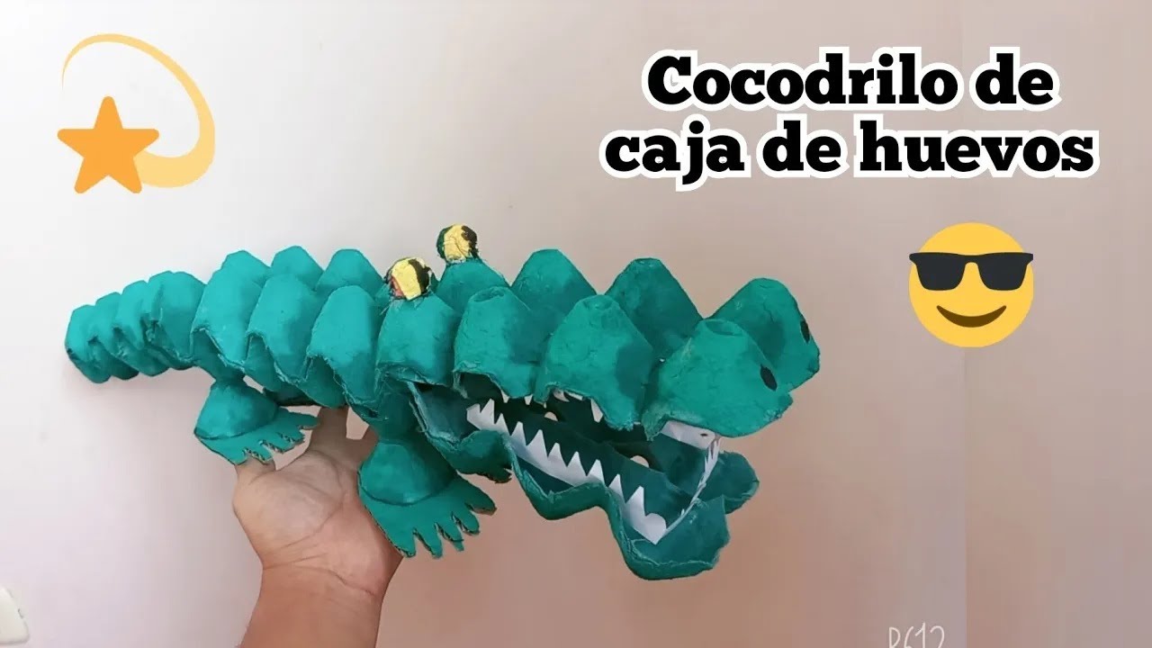 como hacer un cocodrilo con cartón de huevo. muy fácil - YouTube