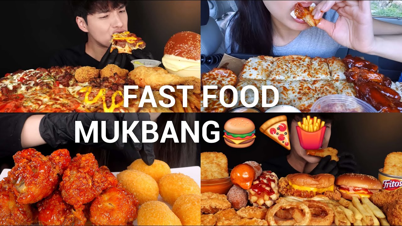 ASMR Fast food compilation | Big bites | Fast food | Satisfying food ...
