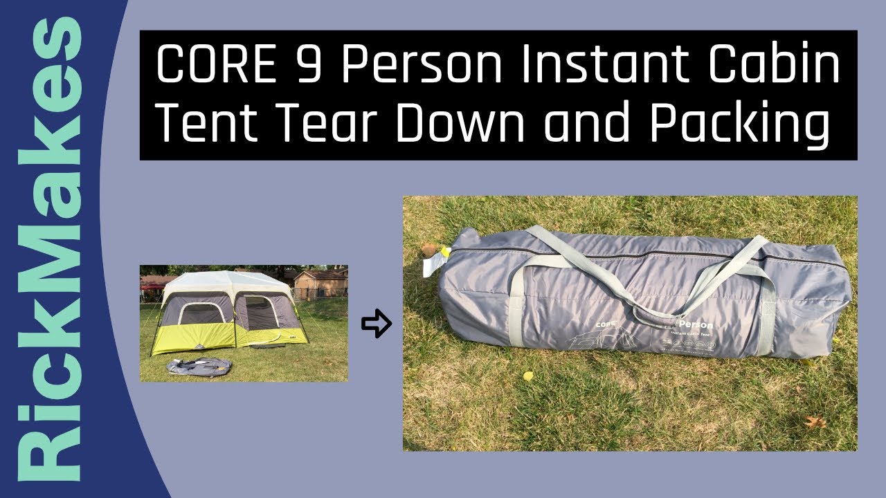 CORE 9 Person Instant Cabin Tent Tear Down and Packing - YouTube