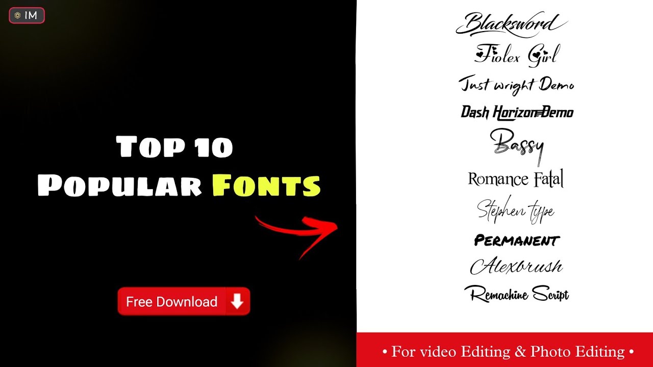 New Fonts 2024 Free download || Top 10 Fonts For Video Editing & Photo ...