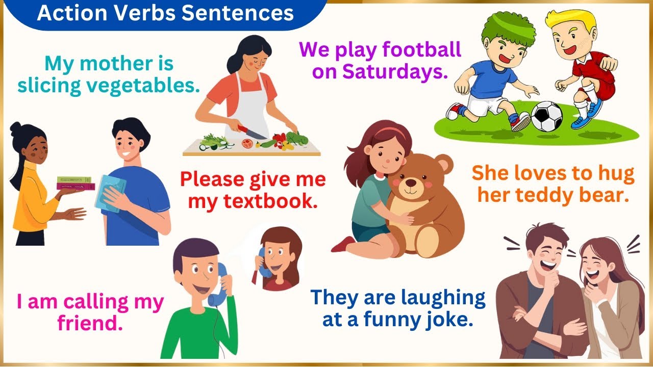 Action Verbs Sentences | Fun And Easy English Vocabulary | Learn ...