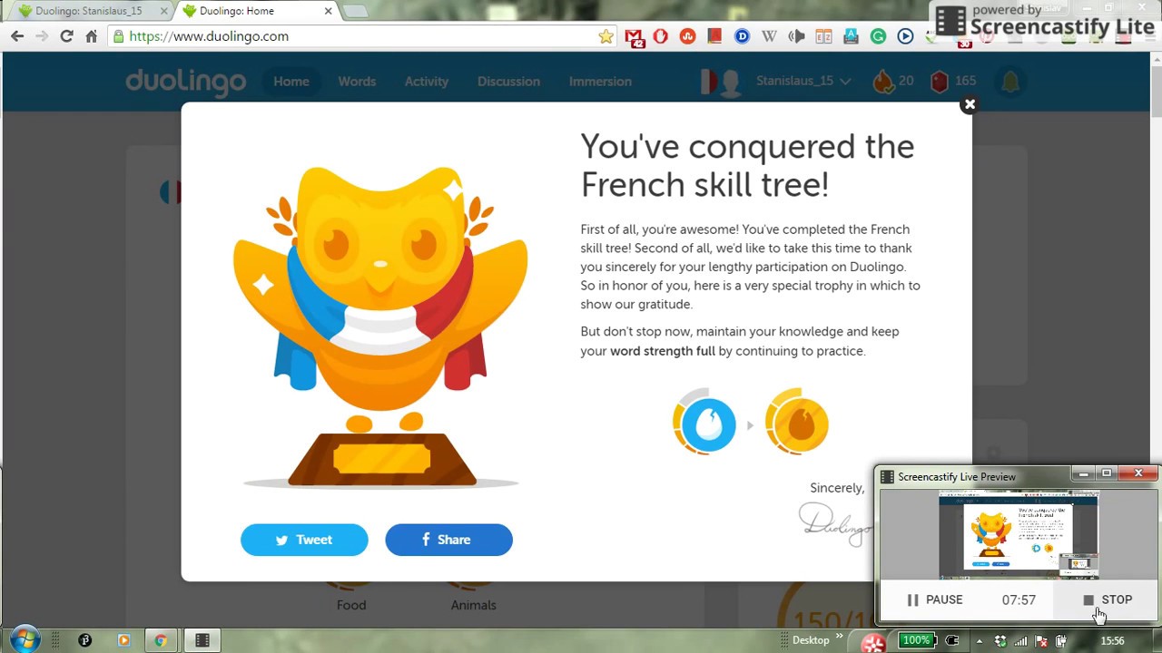 Finishing french duolingo tree - YouTube