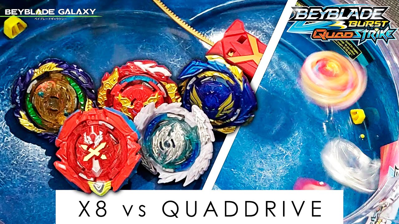 XIPHOID XCALIUS X8 vs QUADDRIVE - Beyblade Burst ベイブレードバースト - YouTube