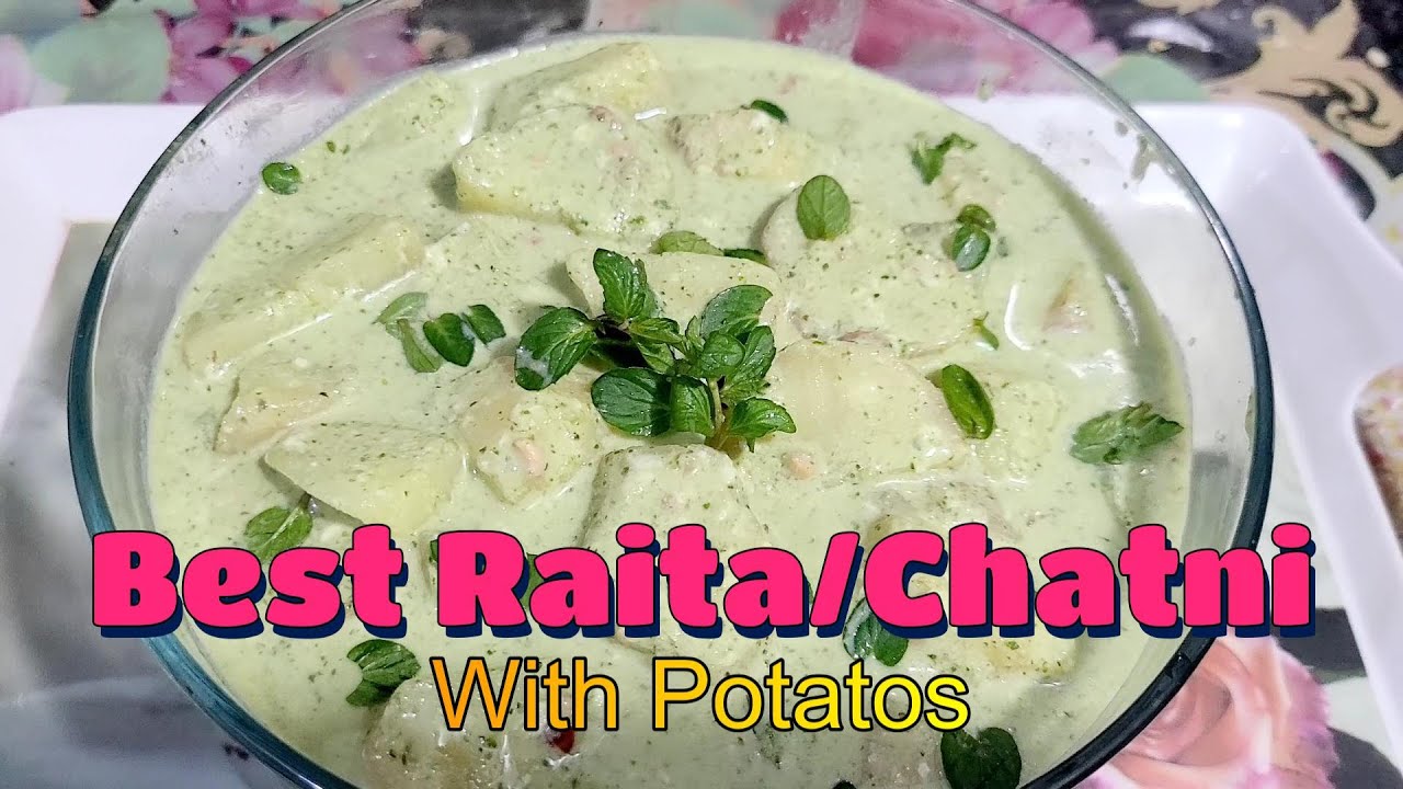 Best mint chatni / Raita with boiled potatos very delicious - YouTube