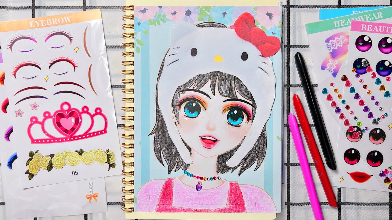 [ToyASMR] DIY Makeup and sticker Hello Kitty 💋💄🎀 #paperdiy #asmr # ...