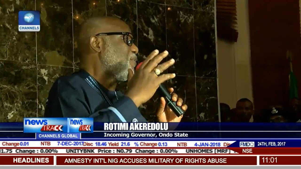 Ondo Government Handover: Rotimi Akeredolu Takes Over As Governor - YouTube