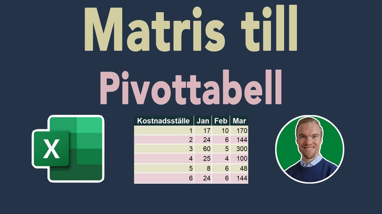 Excel - Gör en Pivottabell av värden i en matris - YouTube