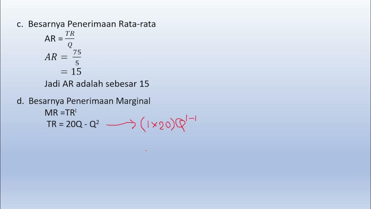 Menghitung TR, AR, MR (Menghitung Revenue) - YouTube