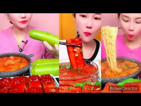 asmr Mukbang pork chops pork belly noodles shoup yummy food eating ...